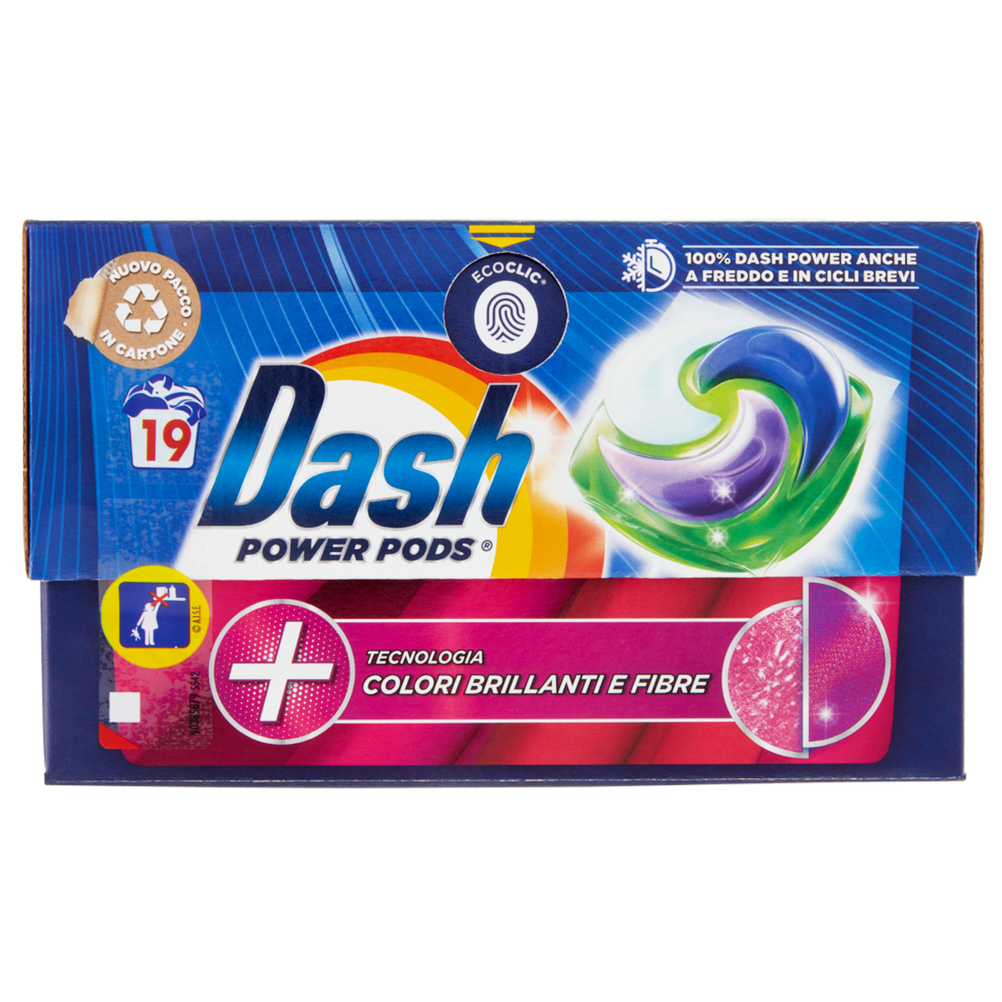Dash Pods Power Detersivo Lavatrice 19pz - Colori Brillanti e Fibre